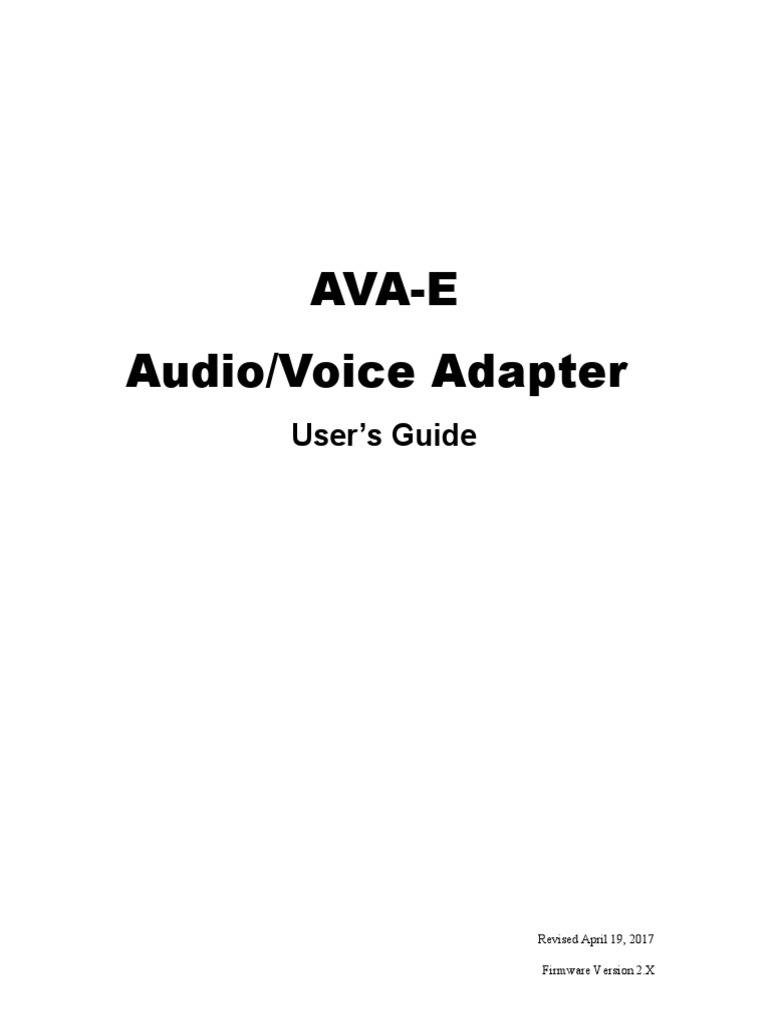 Ava-E Audio/Voice Adapter: User's Guide | PDF | Gateway ...