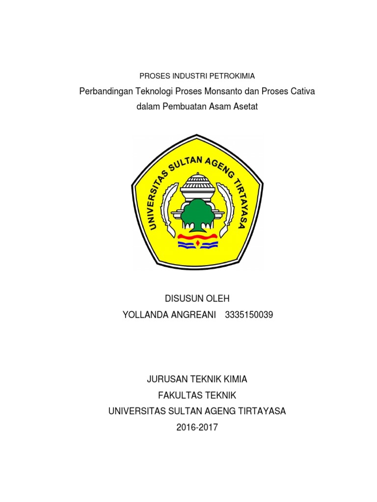 Paper Proses Proses Pembuatan Asam Asetat Dengan Proses Monsanto&Cativa ...