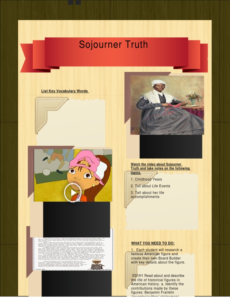 Sojourner Truth: List Key Vocabulary Words | PDF
