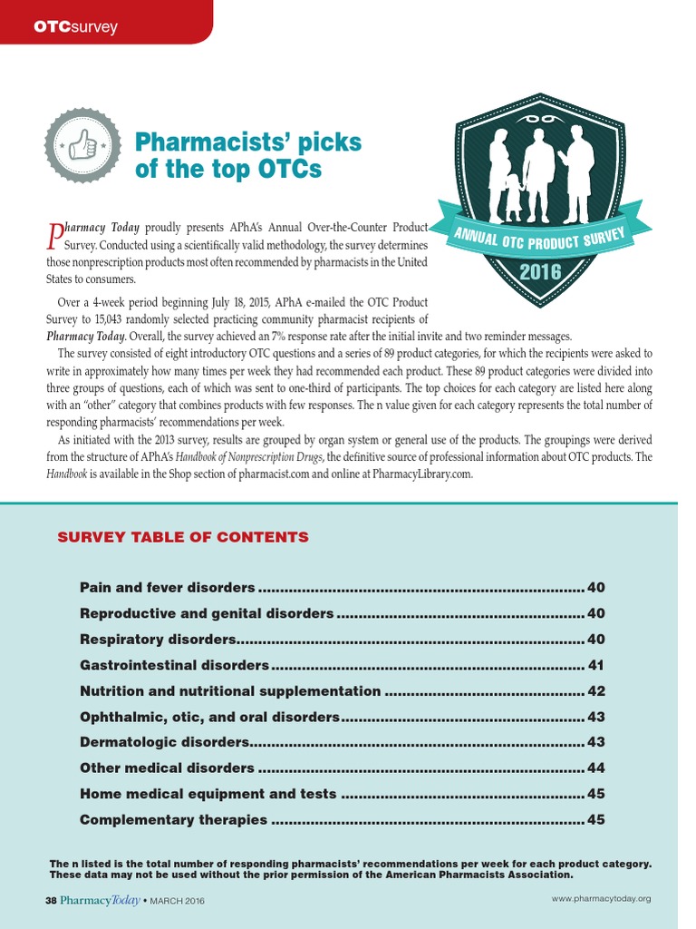 Pharmacists' Picks of The Top Otcs: Harmacy Today | PDF | Common Cold ...