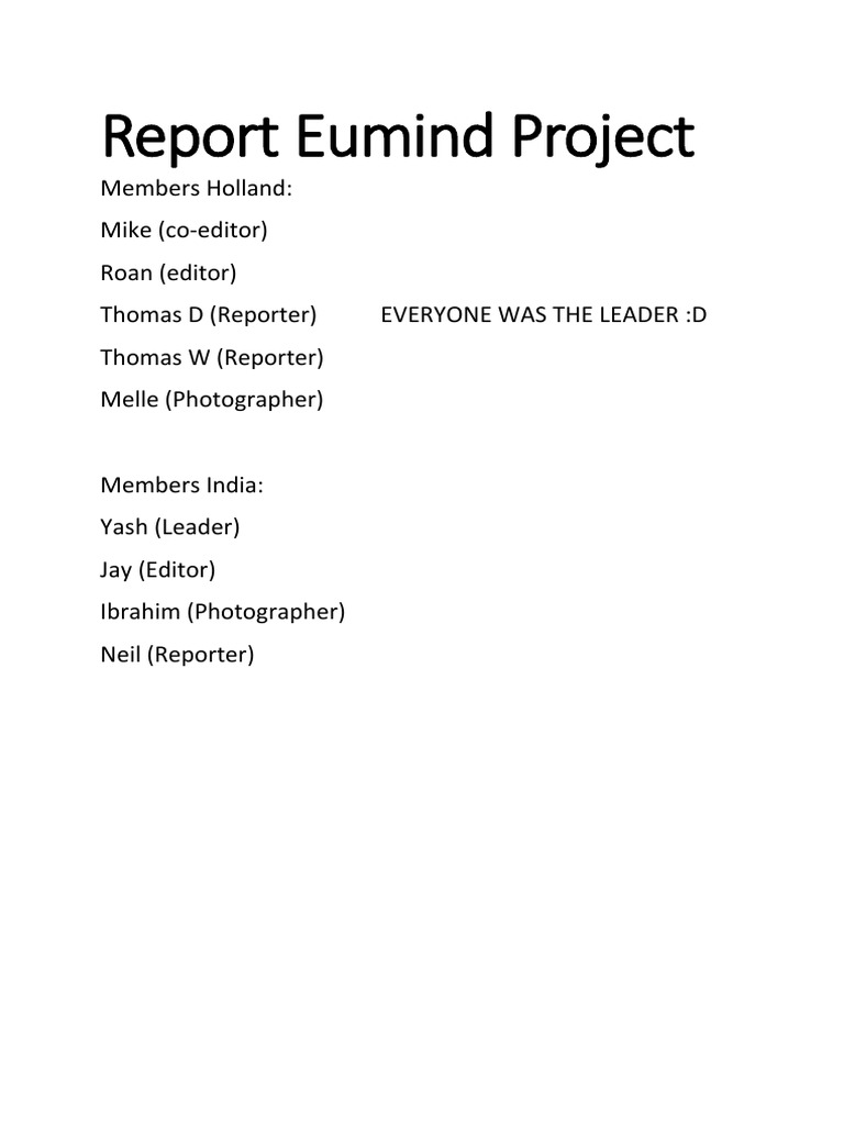 Report Eumind Project 21-2-18 | PDF | Wellness | Medical