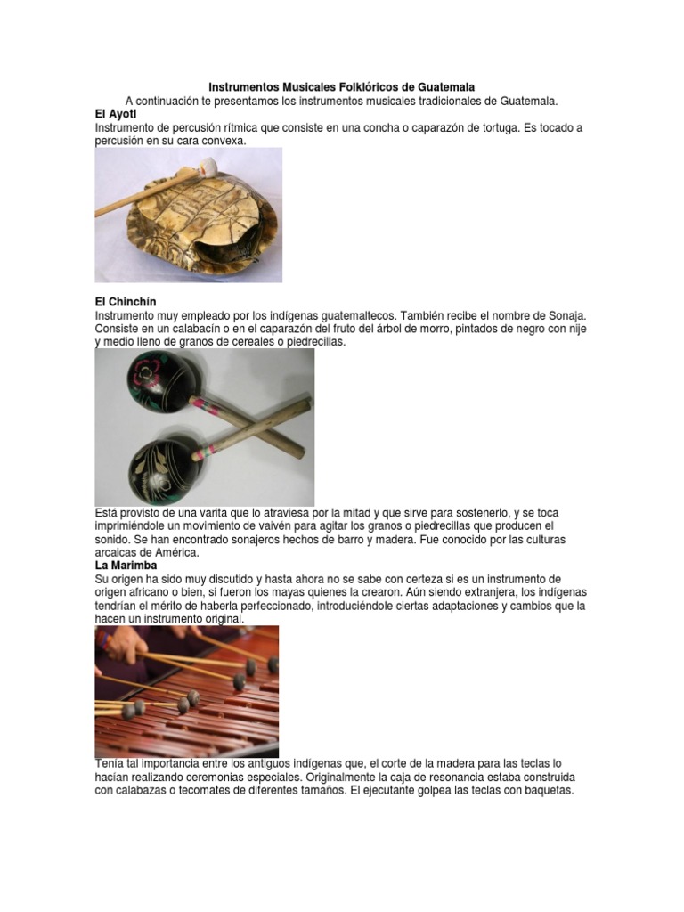 Instrumentos Musicales Folklóricos de Guatemala | PDF | Instrumentos ...