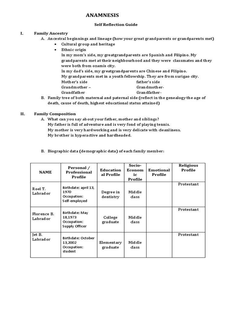 Anamnesis 1 1 | PDF | Psychology | Behavioural Sciences