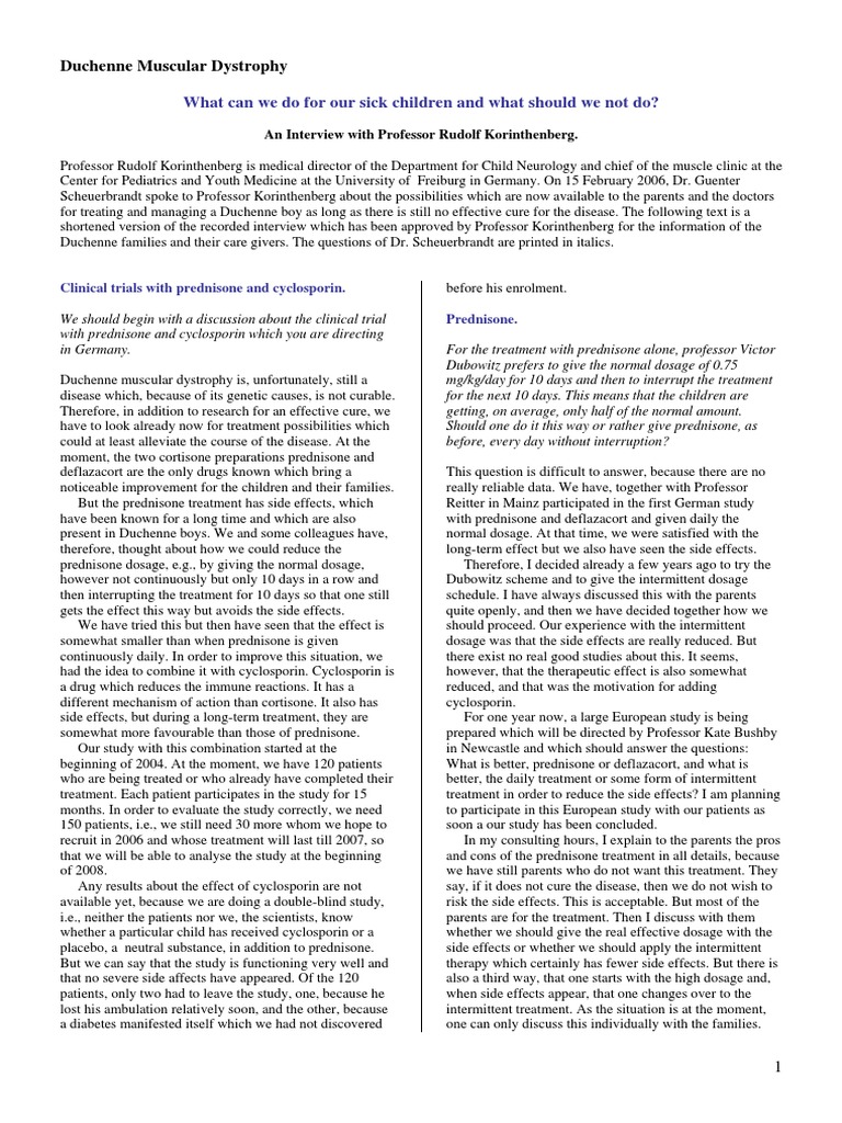 Interview Korinthenberg | PDF | Muscular Dystrophy | Health Sciences