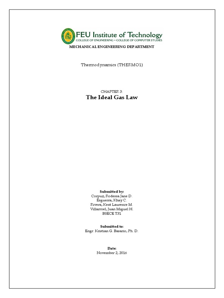 Thermodynamics Project (Fixed) | PDF | Pressure | Gases