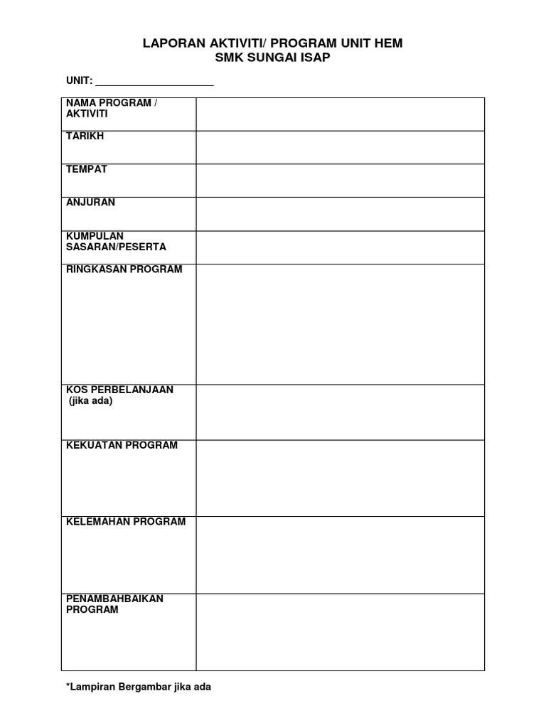Borang Laporan Unit Hem | PDF