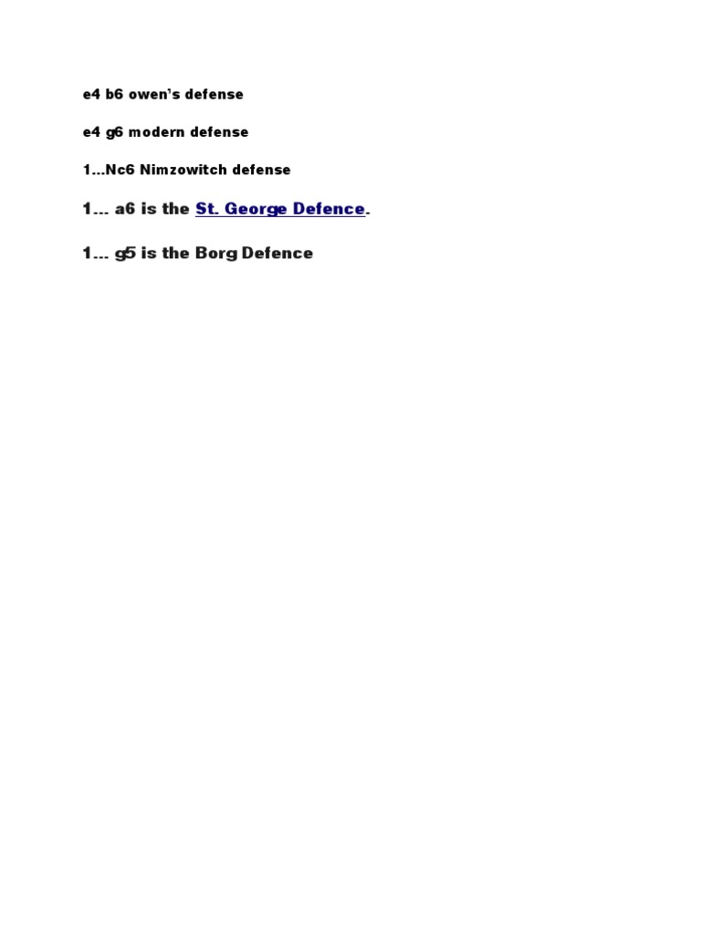1... A6 Is The - 1... g5 Is The Borg Defence | PDF