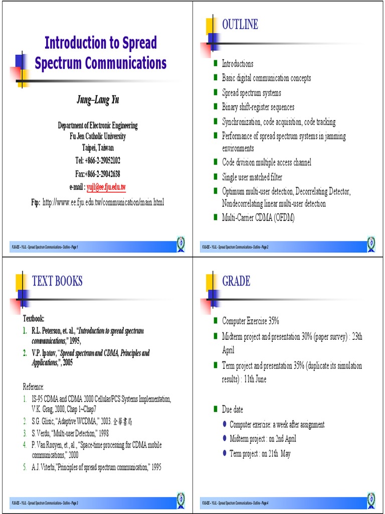 Introduction To Spread Spectrum Communications: Outline | PDF | 3 G ...