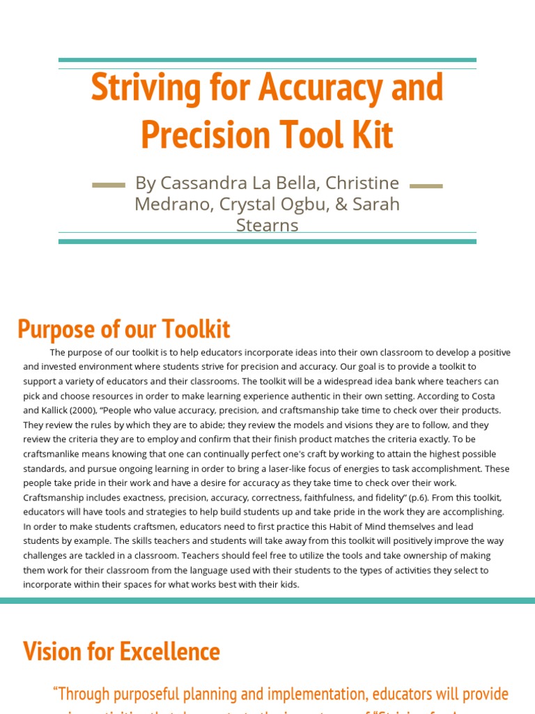 Striving For Accuracy and Precision Tool Kit | PDF | Goal | Mindset