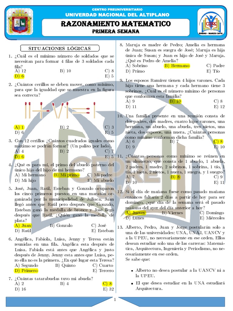 RM - Semana I | PDF | Matemática Elemental | Números