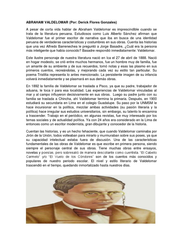 Valdelomar: Pionero de la Literatura Peruana | PDF | Trabajos