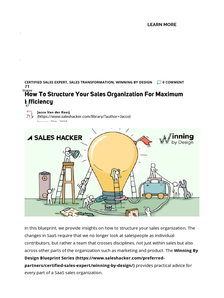 How To Structure Your Sales Organization For Maximum Efficiency | PDF ...