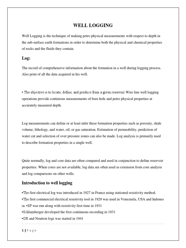Report On Well Logging | PDF | Science | Geology