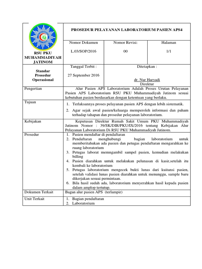 Sop Alur Pasien APS | PDF