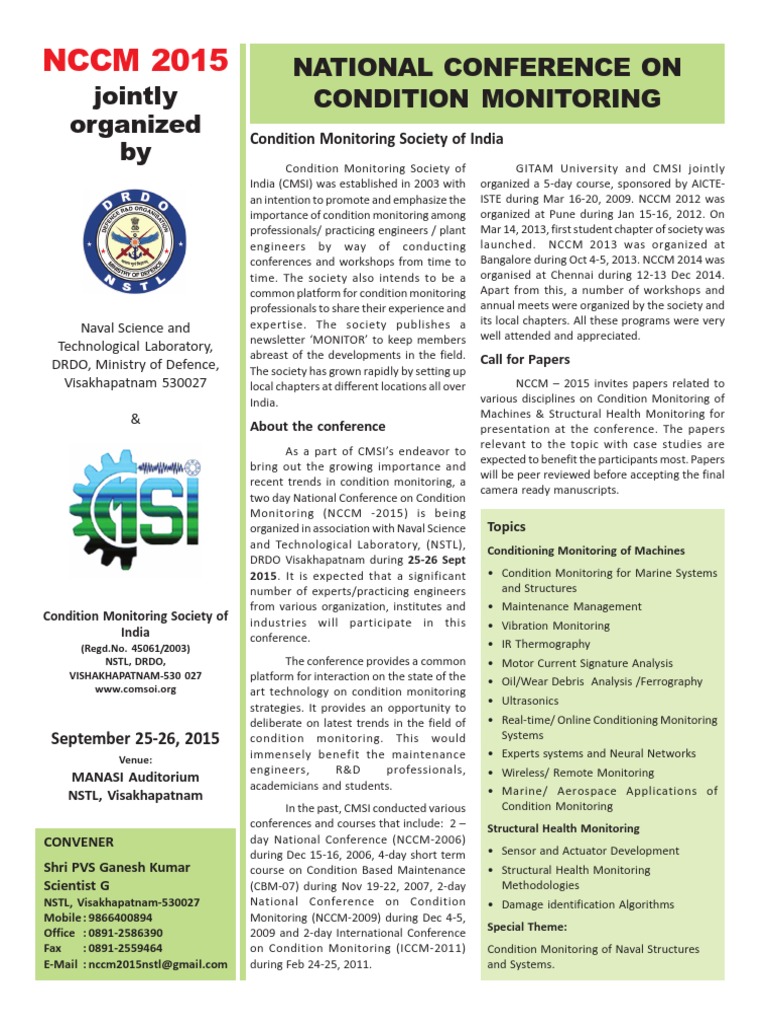 NCCM-2015 Brochure Final | PDF | Science | Science (General)