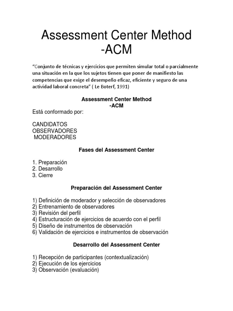 Assessment Center Method | PDF | Diseño | Gestión de recursos humanos