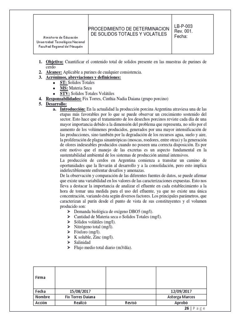 Determinación de Sólidos Volátiles en Purines | PDF | Biogás | Agua