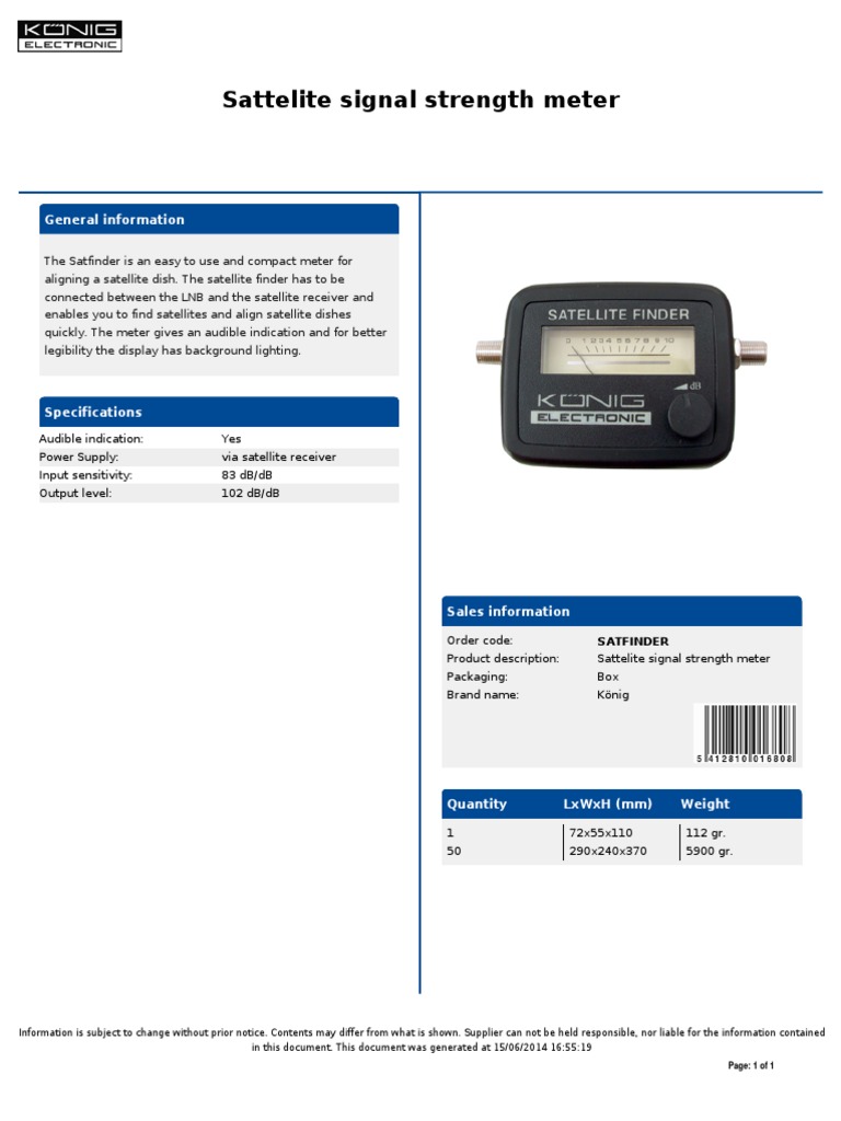 Sattelite Signal Strength Meter: General Information | PDF ...
