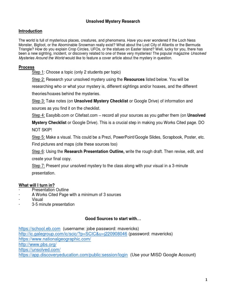 Unsolved Mystery Research | PDF | Career & Growth | Social Science