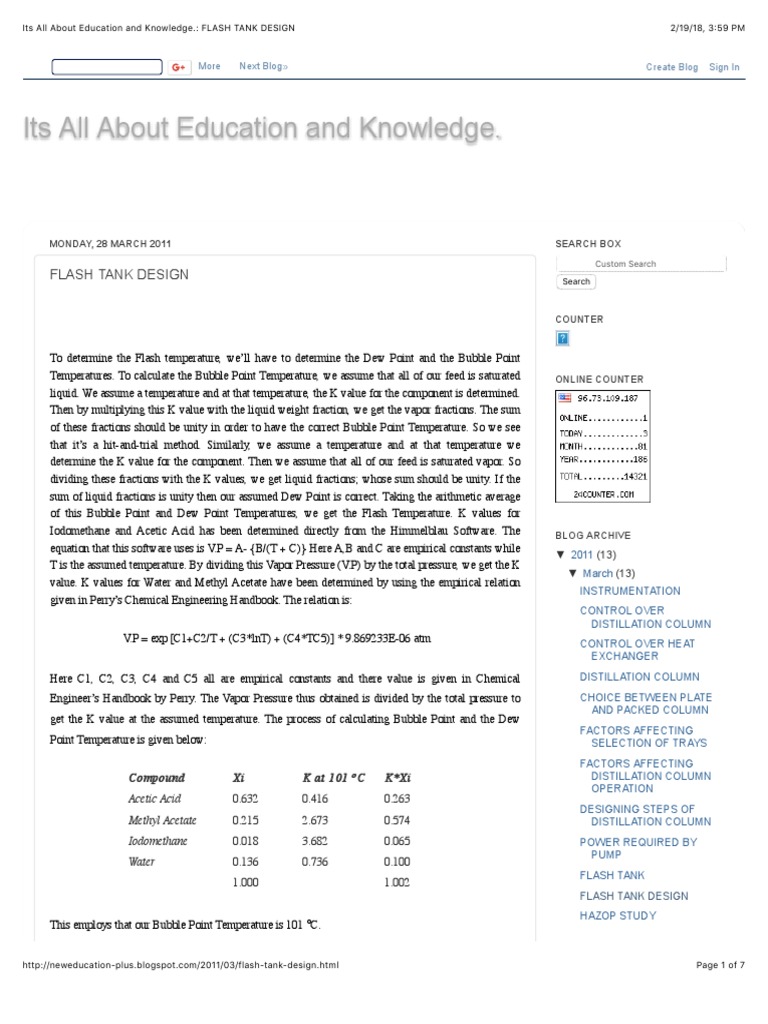 Design of Flash Drum | PDF | Distillation | Volume
