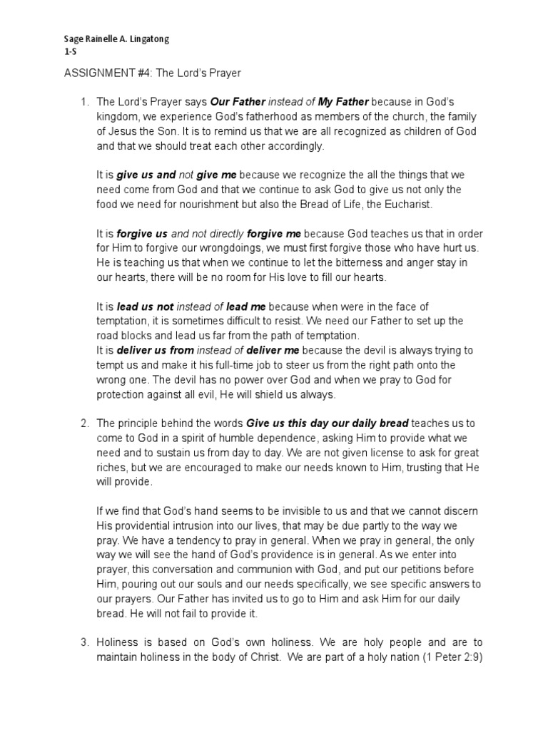 Assignment | PDF | Lord's Prayer | Religion And Belief