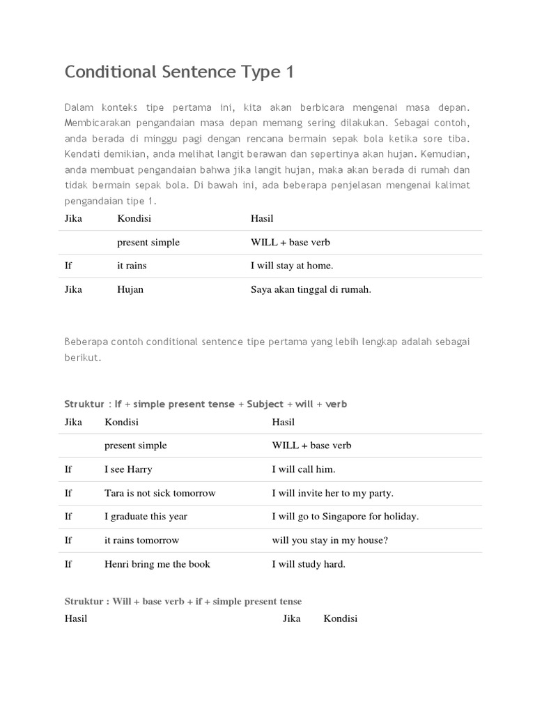 Conditional Sentence Type 1 | PDF