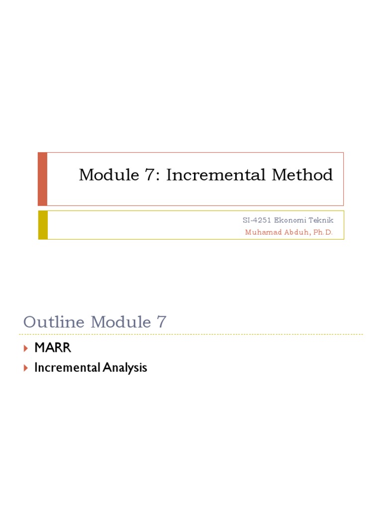 Module 7 Incremental Method Pdf Cost Of Capital Financial Capital