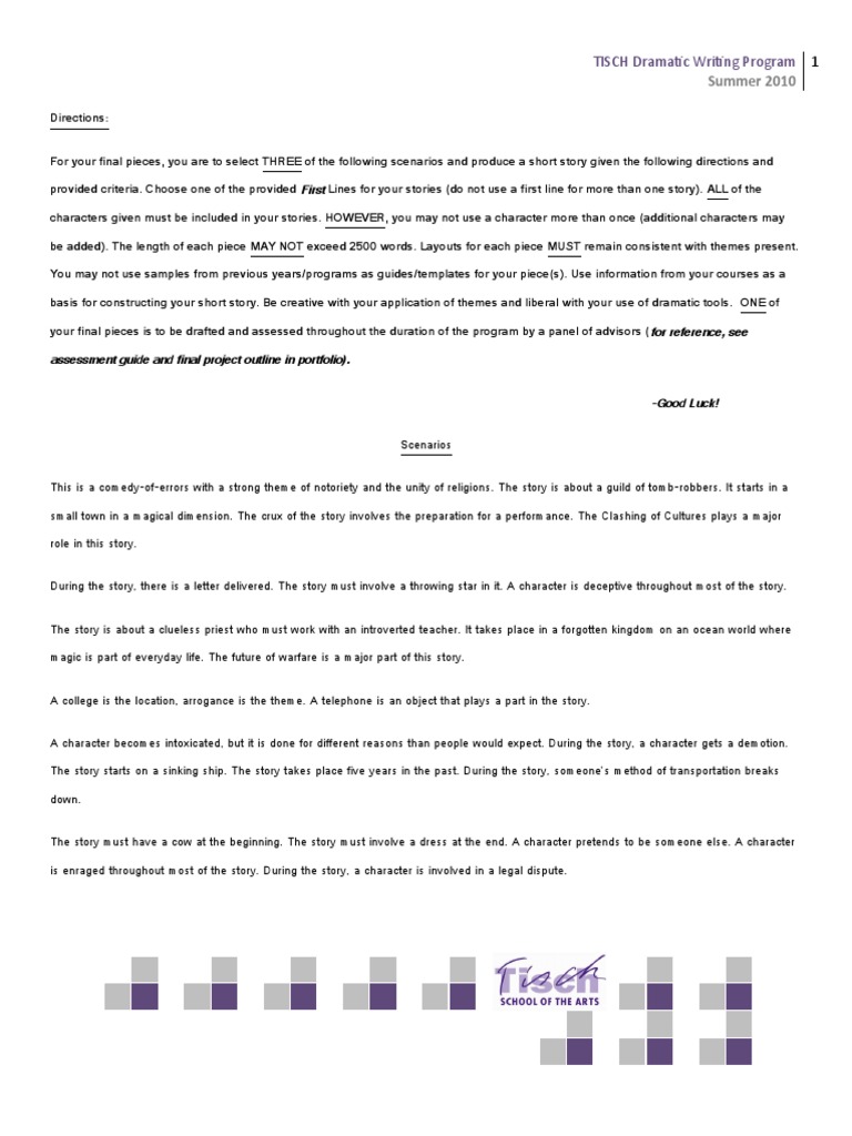 TISCH Dramatic Writing Program: Summer 2010 | PDF