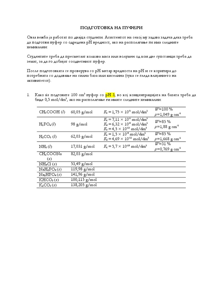 Vezba BR 1 Podgotovka Na Puferi | PDF