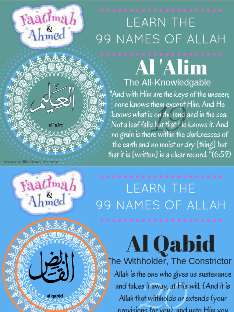 99 Names of Allah for Kids | PDF | Monotheistic Religions | Semitic ...