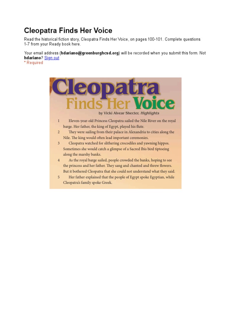 Cleopatra Finds Her Voice | PDF | Cleopatra | Egypt