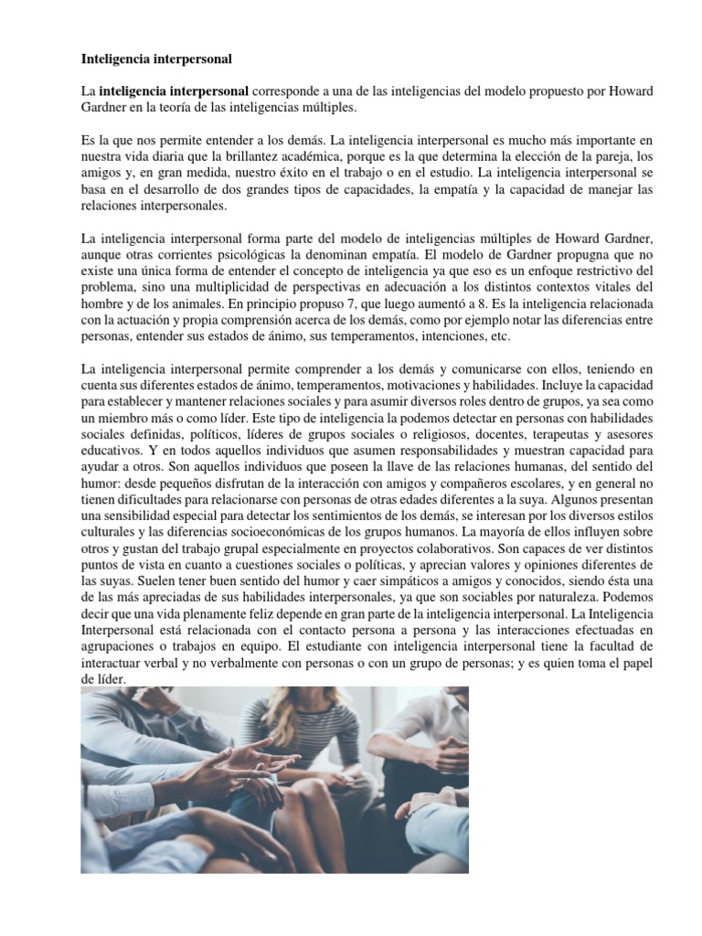Inteligencia Interpersonal | PDF | Las emociones | Ciencia cognitiva