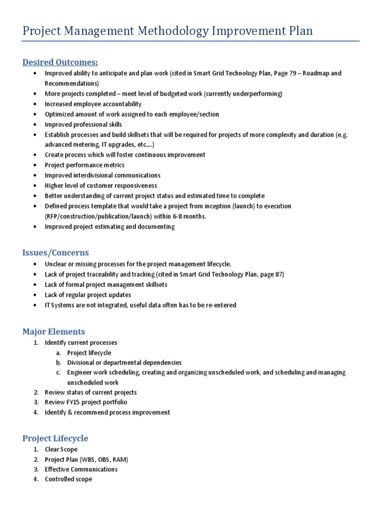 Project Management Methodology Improvement Plan | Download Free PDF ...