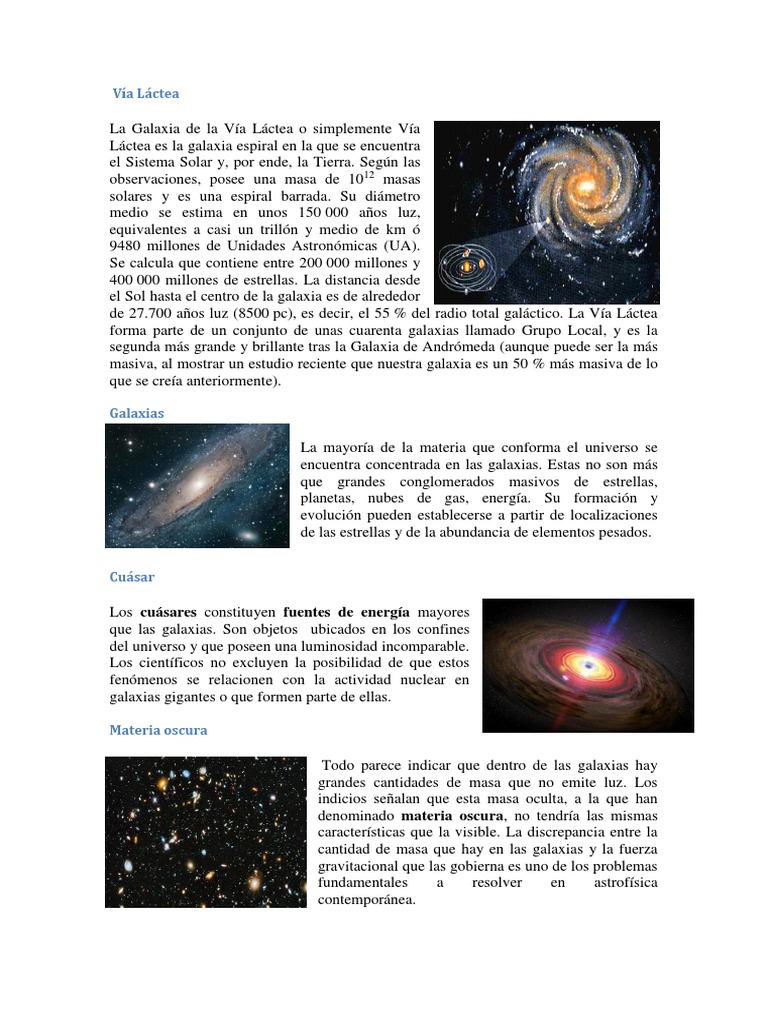 Universo y Sus Componentes | PDF | Galaxia | Vía láctea
