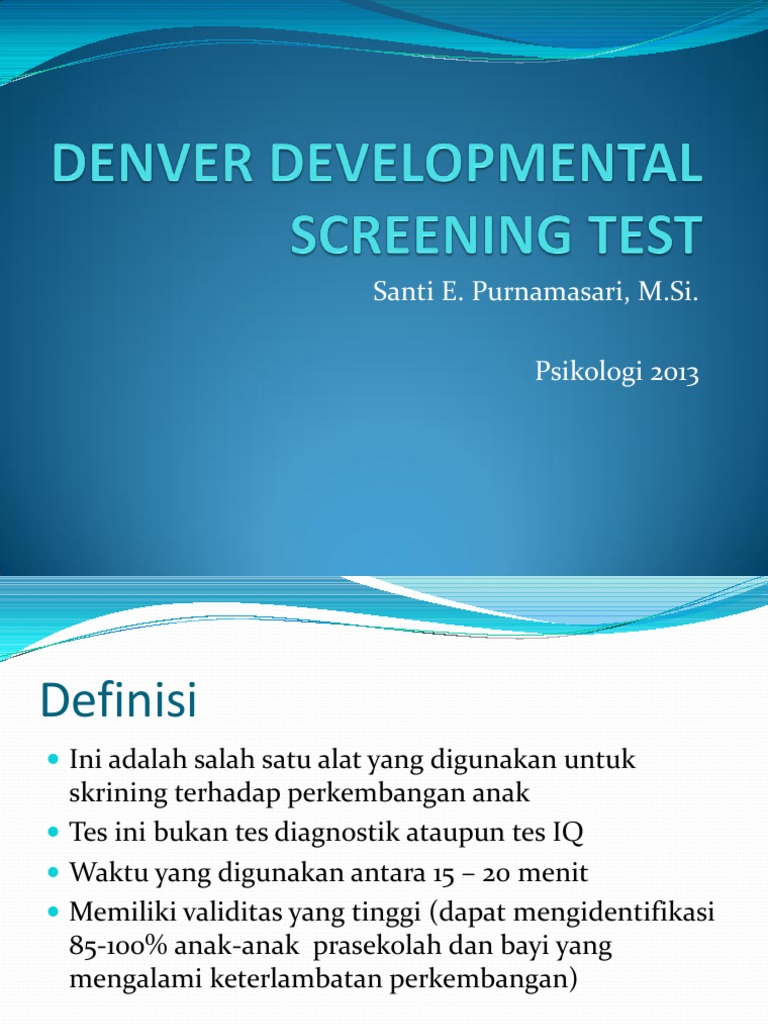 Denver Developmental Screening Test | PDF