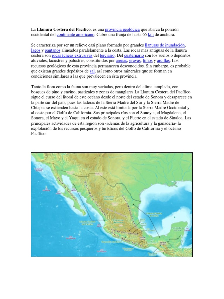 La Llanura Costera Del Pacífico | PDF | Sonora | océano Pacífico