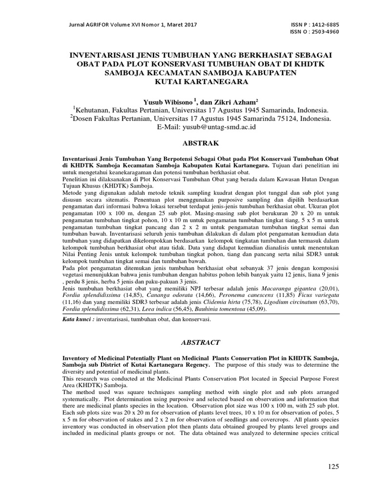 Inventarisasi Tumbuhan Obat di Samboja | PDF