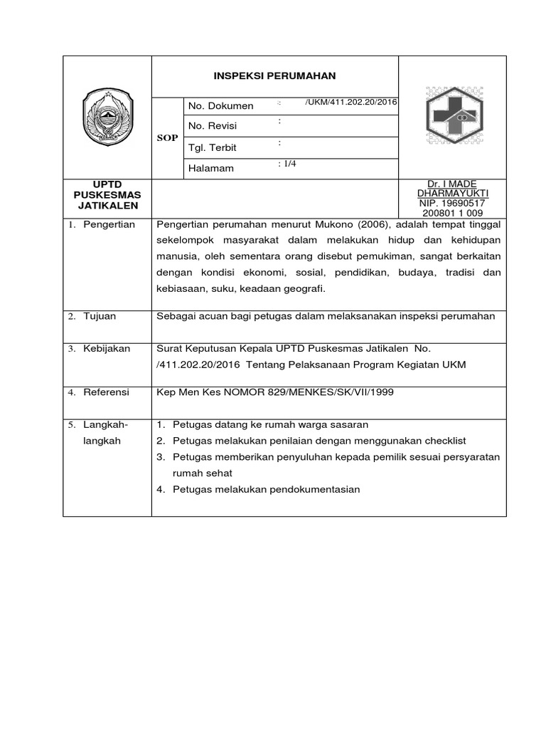 Sop Inspeksi Rumah | PDF
