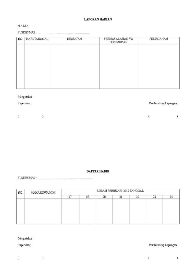 Contoh Laporan Harian | PDF