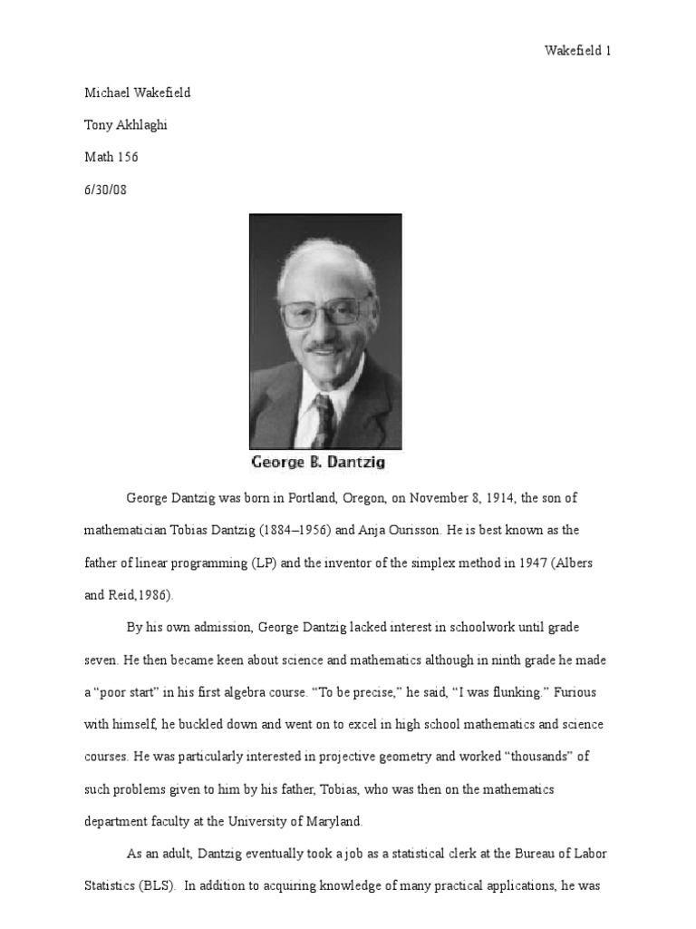 George Dantzig | PDF | Teaching Mathematics | Science