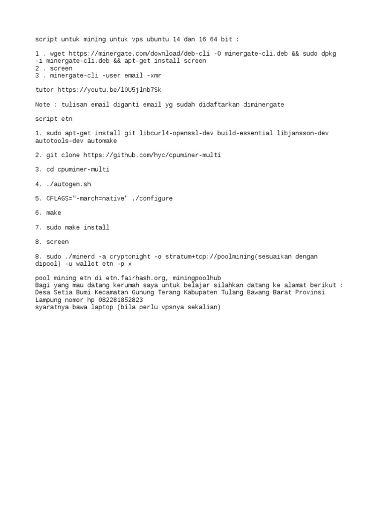 Script Mining Vps | PDF | Home & Garden | Computers