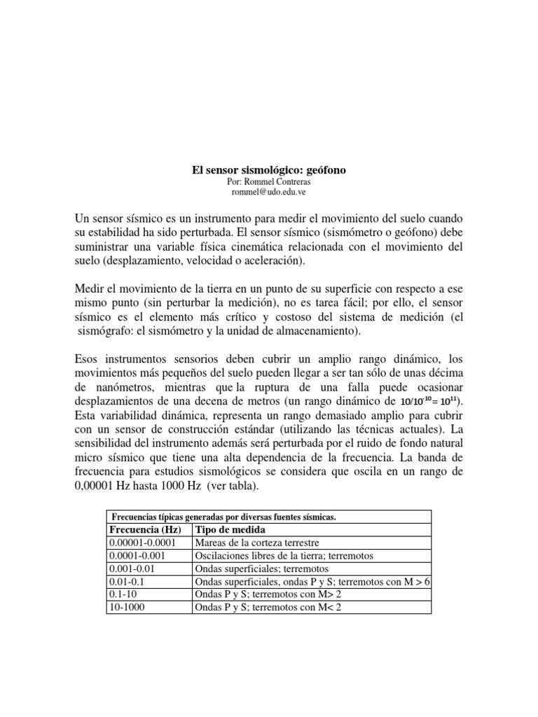 El Geofono, Un Sensor Sismico | PDF | Campo magnético | Movimiento (física)