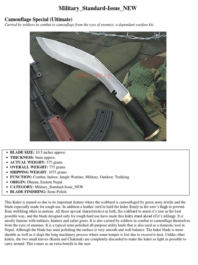 A Standard-Issue Military Knife for Camouflage and Combat: Analyzing ...