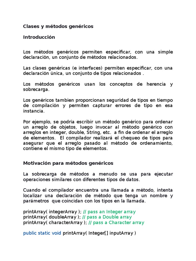 Metodos y Clases Genericas | PDF | Java (lenguaje de programación) | Compilador