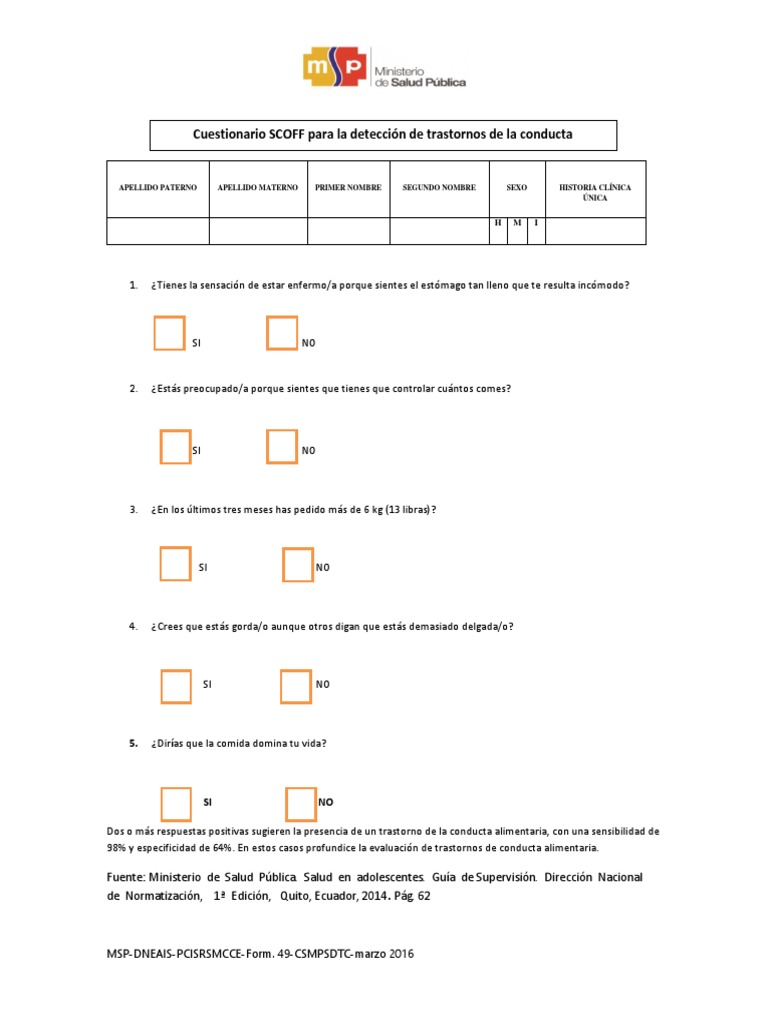 Cuestionario Scoff | PDF
