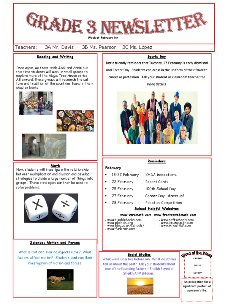 Grade 3 Newsletterfebruary 18 | PDF | Change | Learning