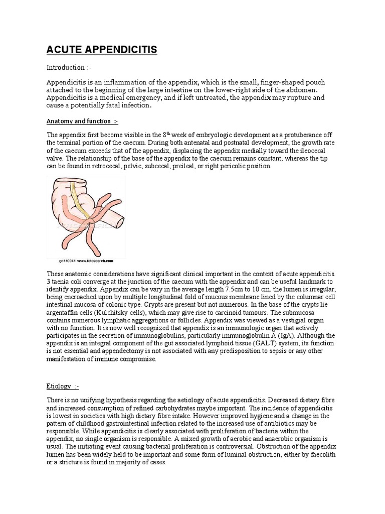 Acute Appendicitis | PDF | Medical Specialties | Clinical Medicine