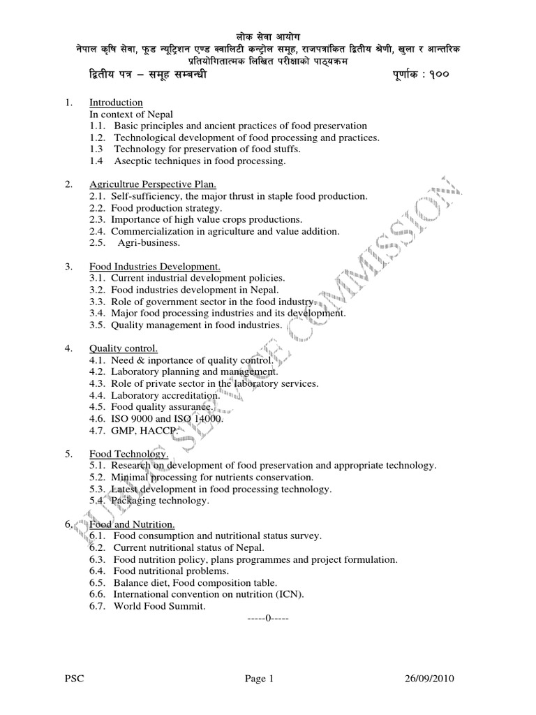 2nd Paper Syllabus Food | PDF | Food Processing | Food Security