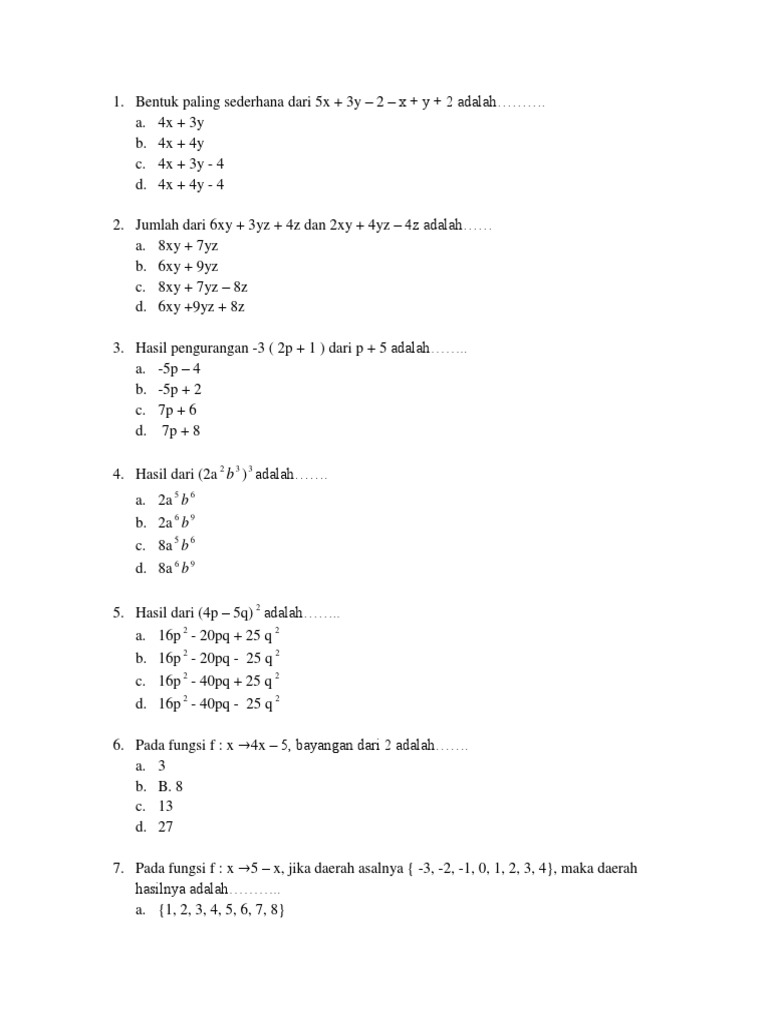 Soal Kls 8 Mat | PDF