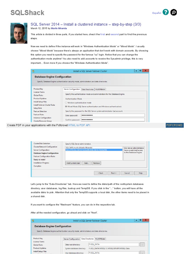 WWW Sqlshack Com SQL Server 2014 Install A Clustered Instanc | PDF ...